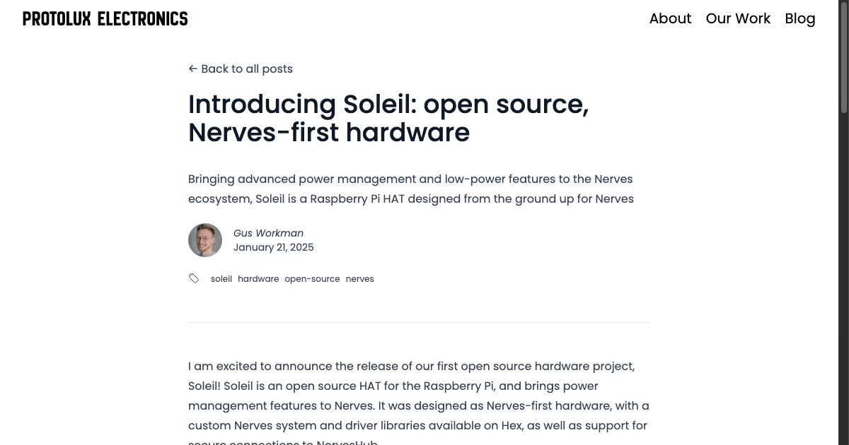Introducing Soleil: open source, Nerves-first hardware · Protolux Electronics